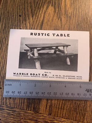 MARBLE ARMS knifes axes ADVERTISING POST CARD RUSTIC TABLE MARBLE BOAT ...
