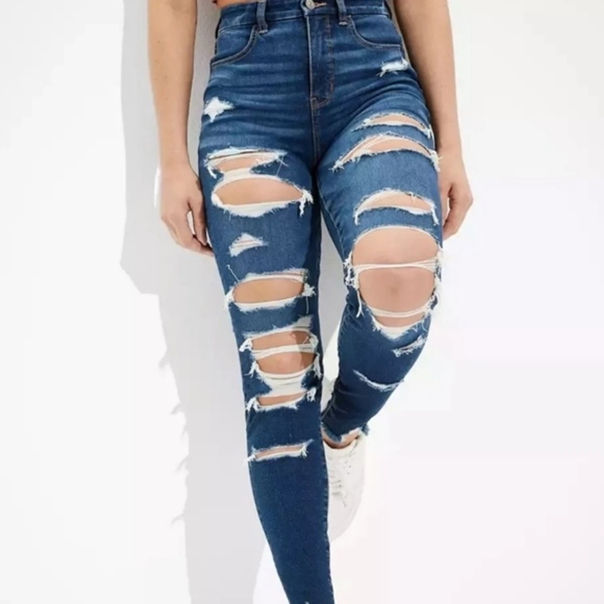 Ripped Blue Jeans For Women