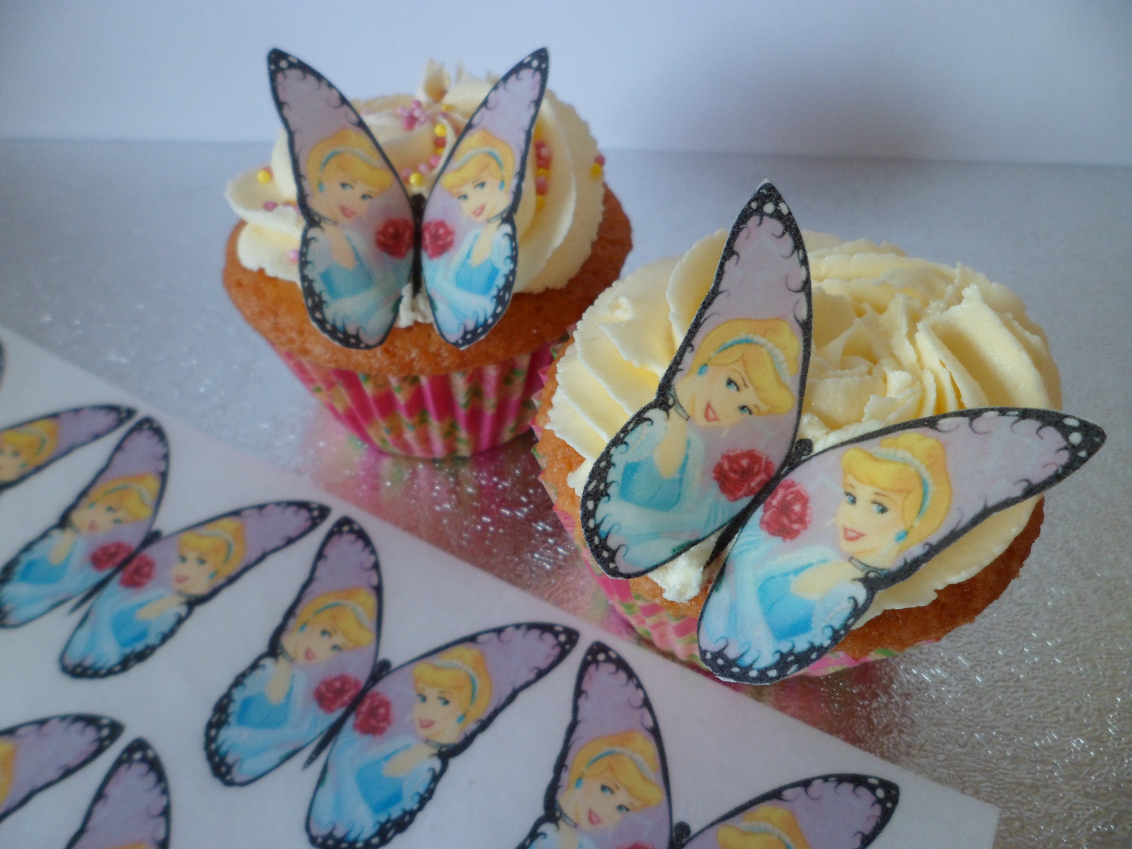 24 Princess Butterfly Edible Rice Paper Cup Cake Toppers (Uncut) | eBay