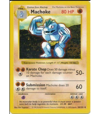 Machoke 34/102 Base Set Shadowless Pokemon Card WOTC NM | eBay UK