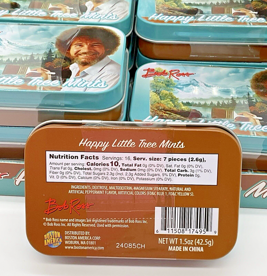 Bob Ross Happy Little Tree Mints in Collectible Tin 3 oz. 3 3/4"x2 1/2 ...