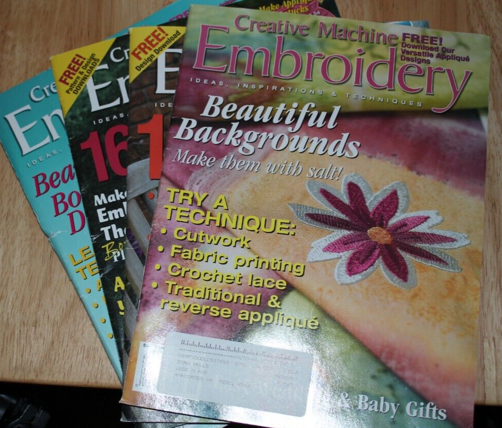 Lot of 4 CREATIVE MACHINE EMBROIDERY Magazine January to December 2007 ...
