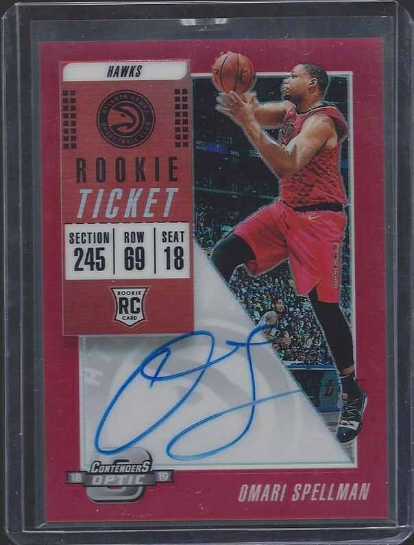 OMARI SPELLMAN 2018-19 CONTENDERS OPTIC RED HOLO ON CARD AUTO RC #D 89/ ...