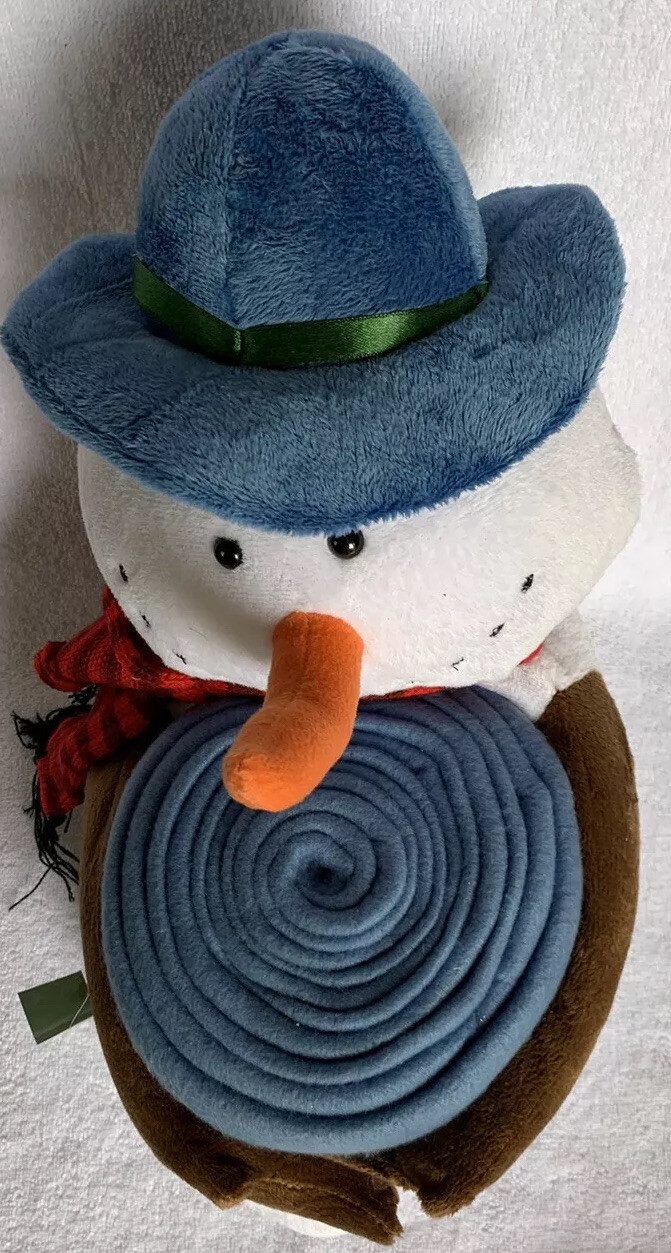 Plush Snowman Holding Blue Fleece Throw Blanket Christmas Cuddly ...