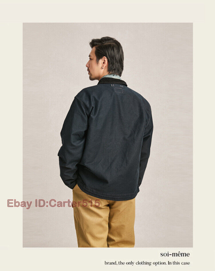 Men's Retro US Navy Deck Jacket Corduroy Collar Military Flight Canvas ...