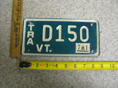1971 71 VERMONT VT TRAILER TRL LICENSE PLATE TAG #D150 NATURAL STICKER ...