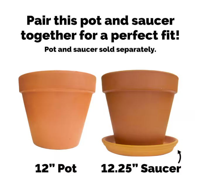 12in Terra Cotta Clay Pot Indoor Outdoor Planter Garden Flower Pot | eBay
