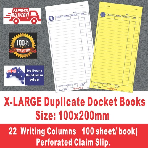 100 XLARGE Restaurant Docket Books. Duplicate Fast Delivery Australia ...