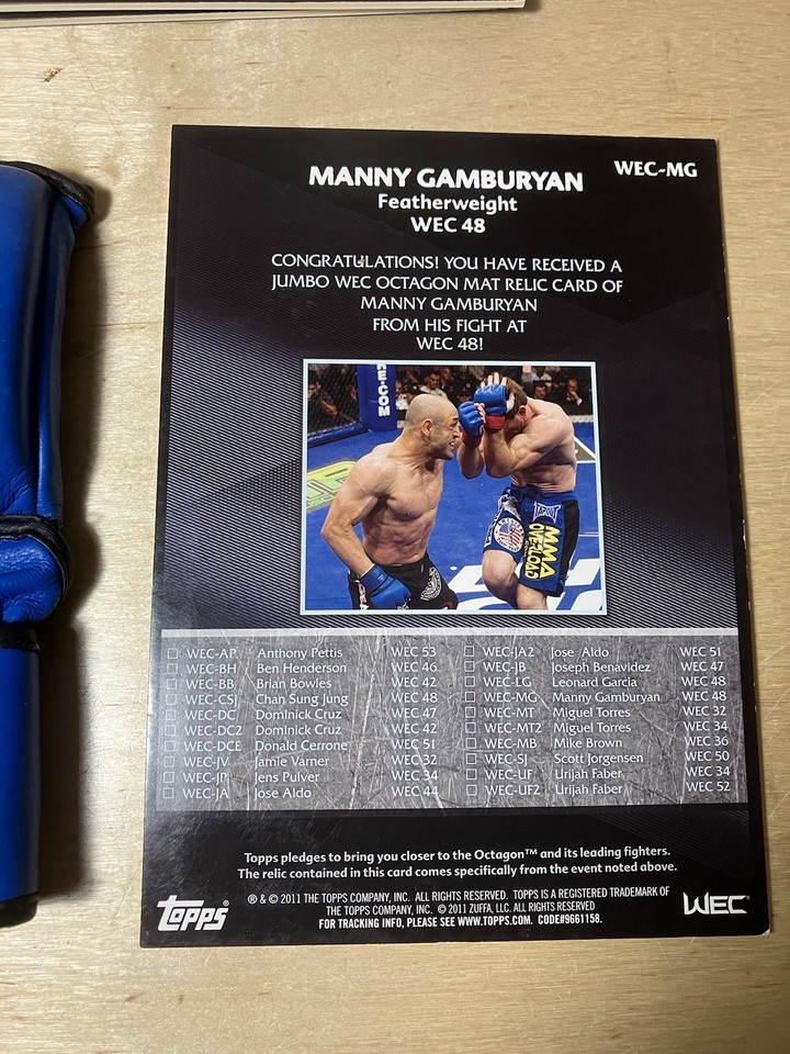 WEC Jumbo Ring Mat Relic Topps UFC Box Topper Event Fight Worn Manny ...