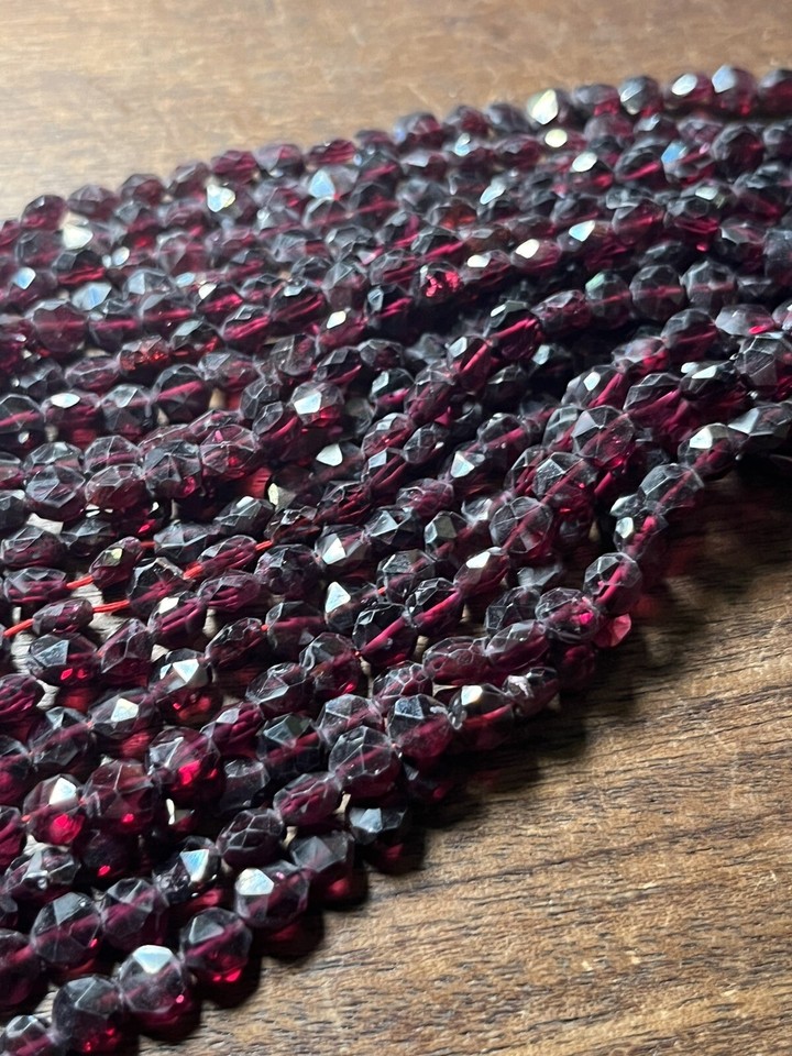 Deep Red Pink 5mm Round Rose Cut Garnet Gemstone Beads 14in Strand | eBay