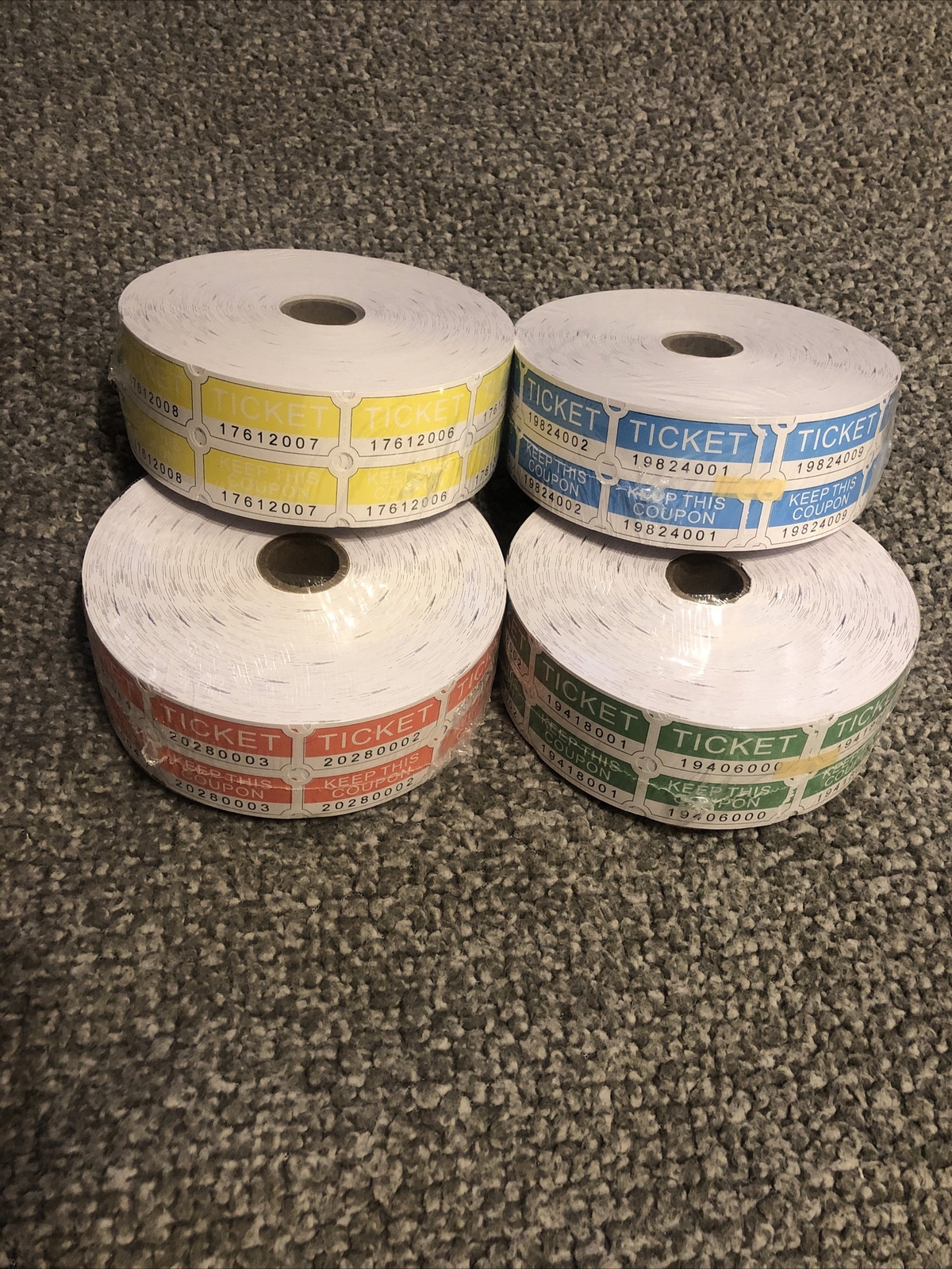 Methdic Raffle Tickets Double Roll 4 Colors Set 2000 Tickets per Roll ...