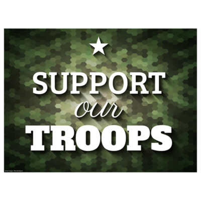 SUPPORT OUR TROOPS Plastic Outdoor YARD SIGN Staked Standup Standee ...