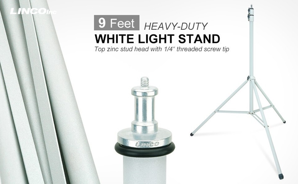 LINCO 9ft White Light Tripod Heavy Duty Stand with 1/4" Head for Photo ...