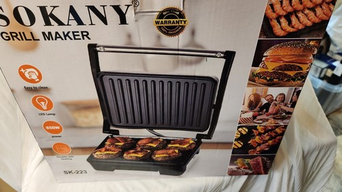 SOKANY GRILL Maker Electric Grill Nonstick Grid Sandwich Panini Maker ...