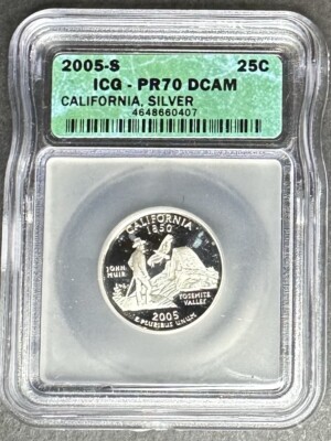 2005-S Silver Proof California Quarter ICG PR-70 DCAM, Buy 3 Items, Get ...