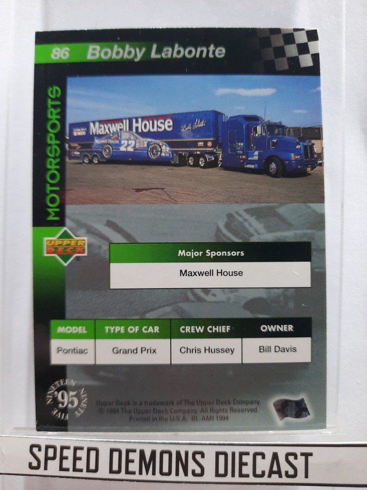 1994 Upper Deck Nascar Bobby Labonte Trading Card #86 | eBay