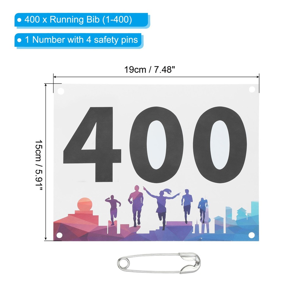 Running Bib Numbers 7x6 Inch, 1-400 Waterproof Competitor Number ...