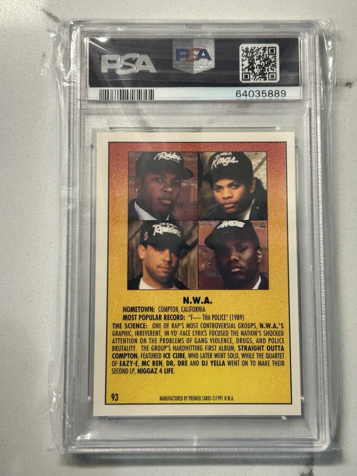 N.W.A. NWA 1991 Premier Rap Pack 93 PSA 9 MINT Eazy E Ice Cube MC Ren ...