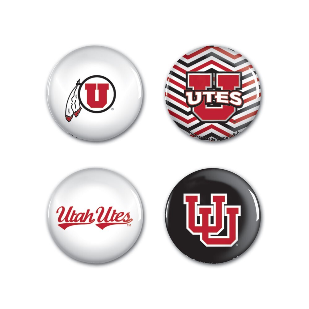 Utah Utes Wincraft NCAA Button Pins 4 Pack 1-1/4" Round | eBay