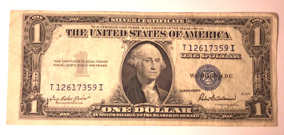 RARE U.S. DOLLAR BILL SILVER CERTIFICATE UNEVEN CUT $1 SERIES 1935F ...