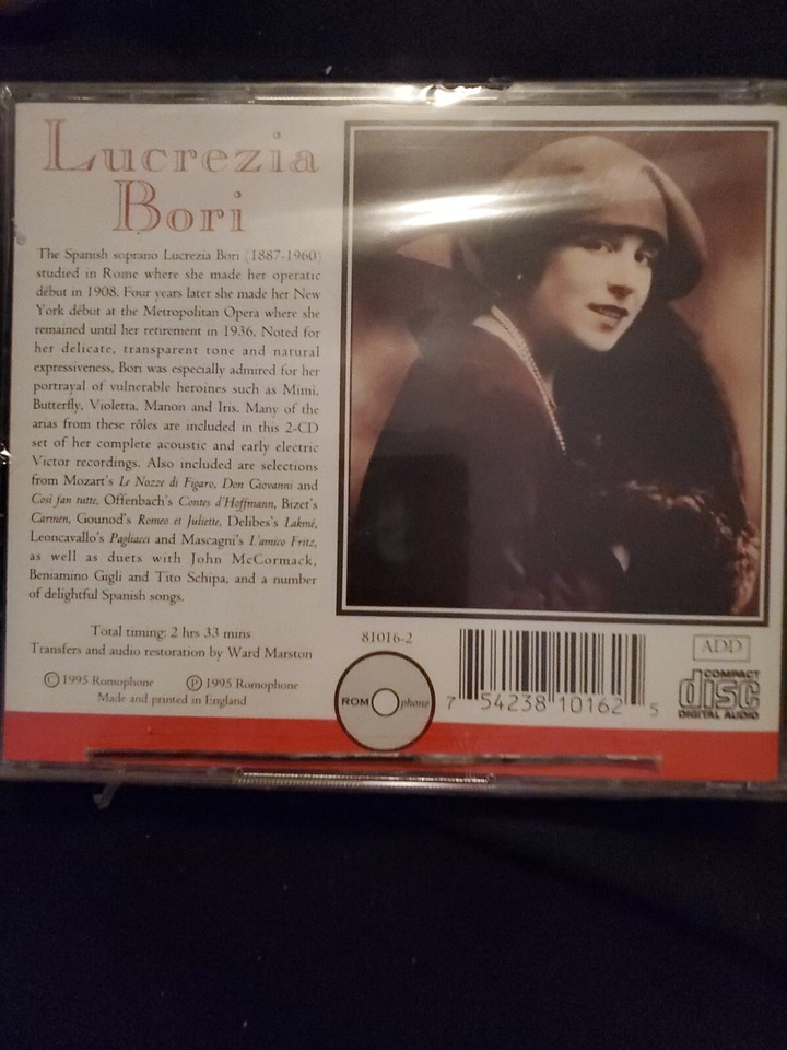 Lucrezia Bori: The Victor Recordings (1914-25) (CD, Oct-1995, Romophone ...