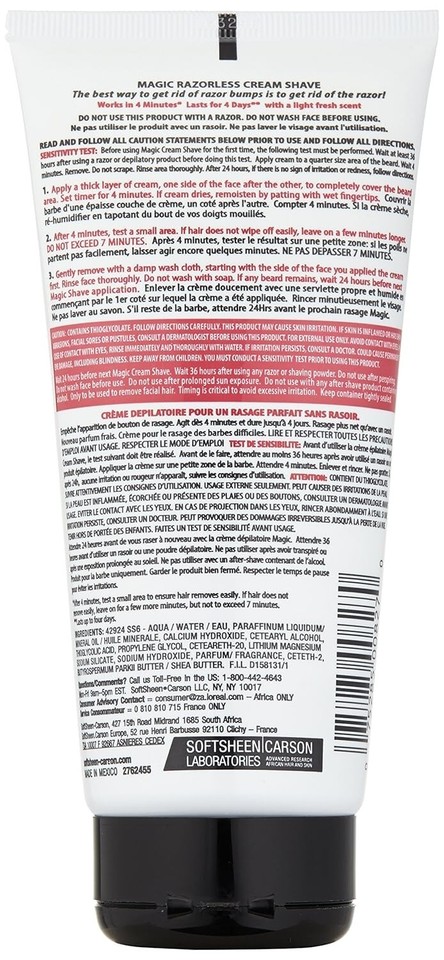 SoftSheen-Carson Magic Razorless Shaving Cream for Men, Hair Removal ...