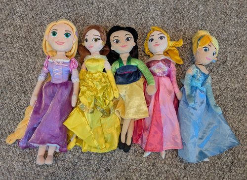 Ty Sparkle Disney Princess Lot of 5 Soft Dolls Belle Mulan Rapunzel ...