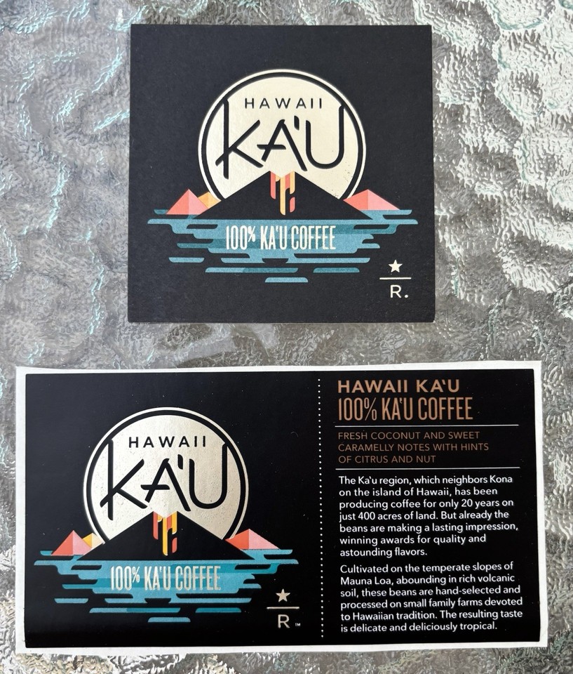 Starbucks RARE Hawaii KAU Taster Card And Coffee Label Sticker Hawaii ...