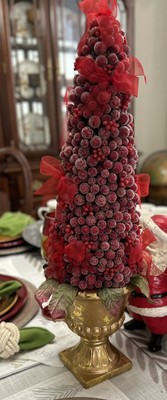 Frosted Red Berry Tall Christmas Centerpiece | eBay