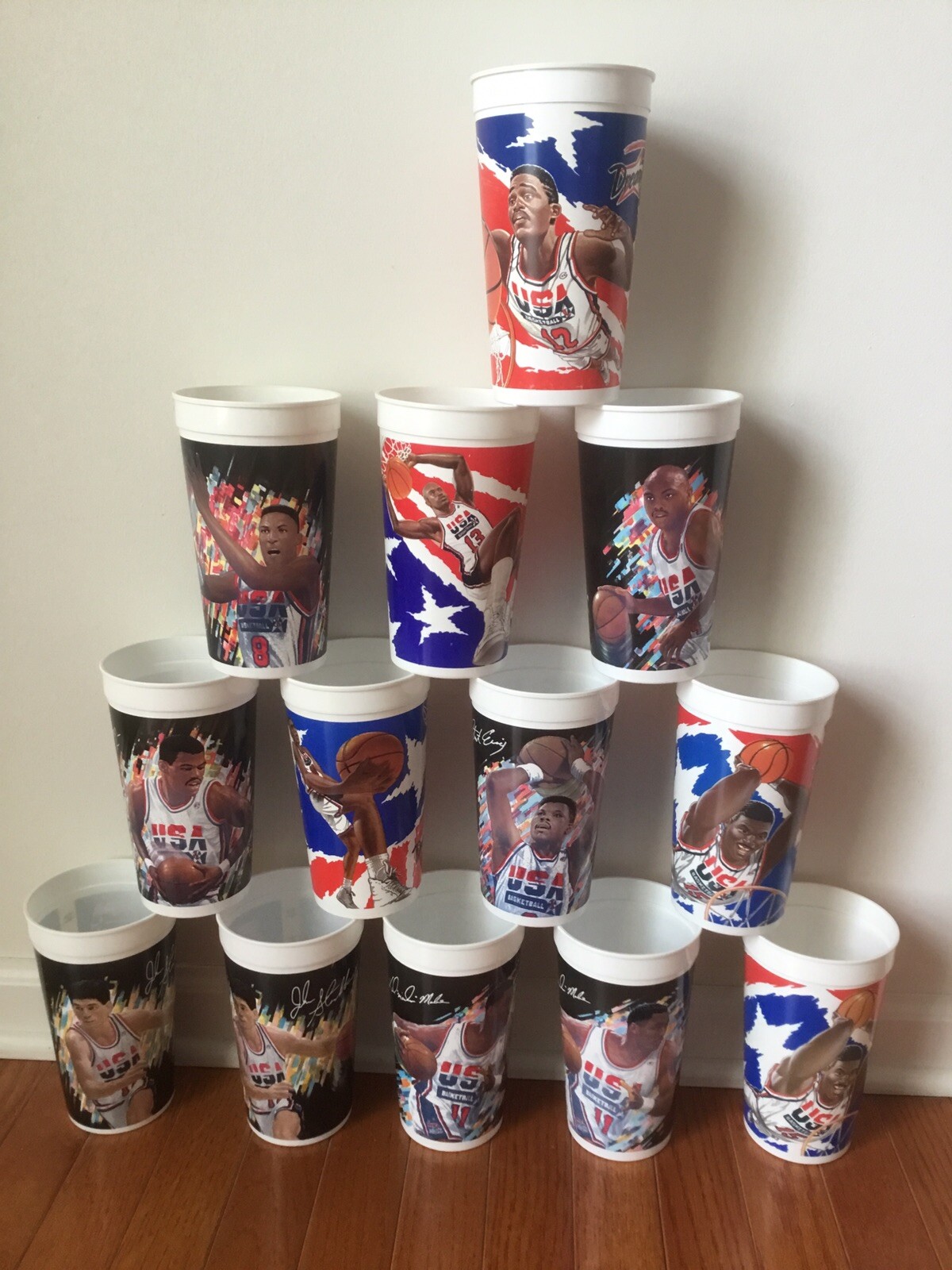 Lot 13 McDonalds NBA Dream Team Basketball Cups Pippen Shaq Stockton ...