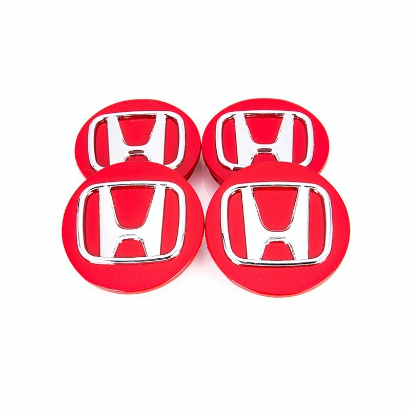 Set of 4 Honda Wheel Rim Center Caps Red/Chrome Logo 69MM/2.75 | eBay