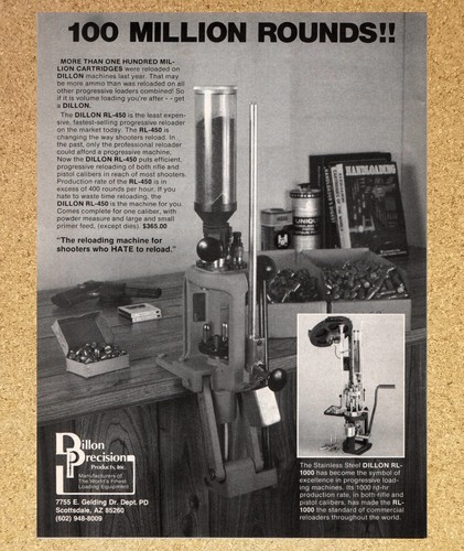 Dillon Precision RL-1000 Bullet Reloader Machine- Magazine Print Ads ...