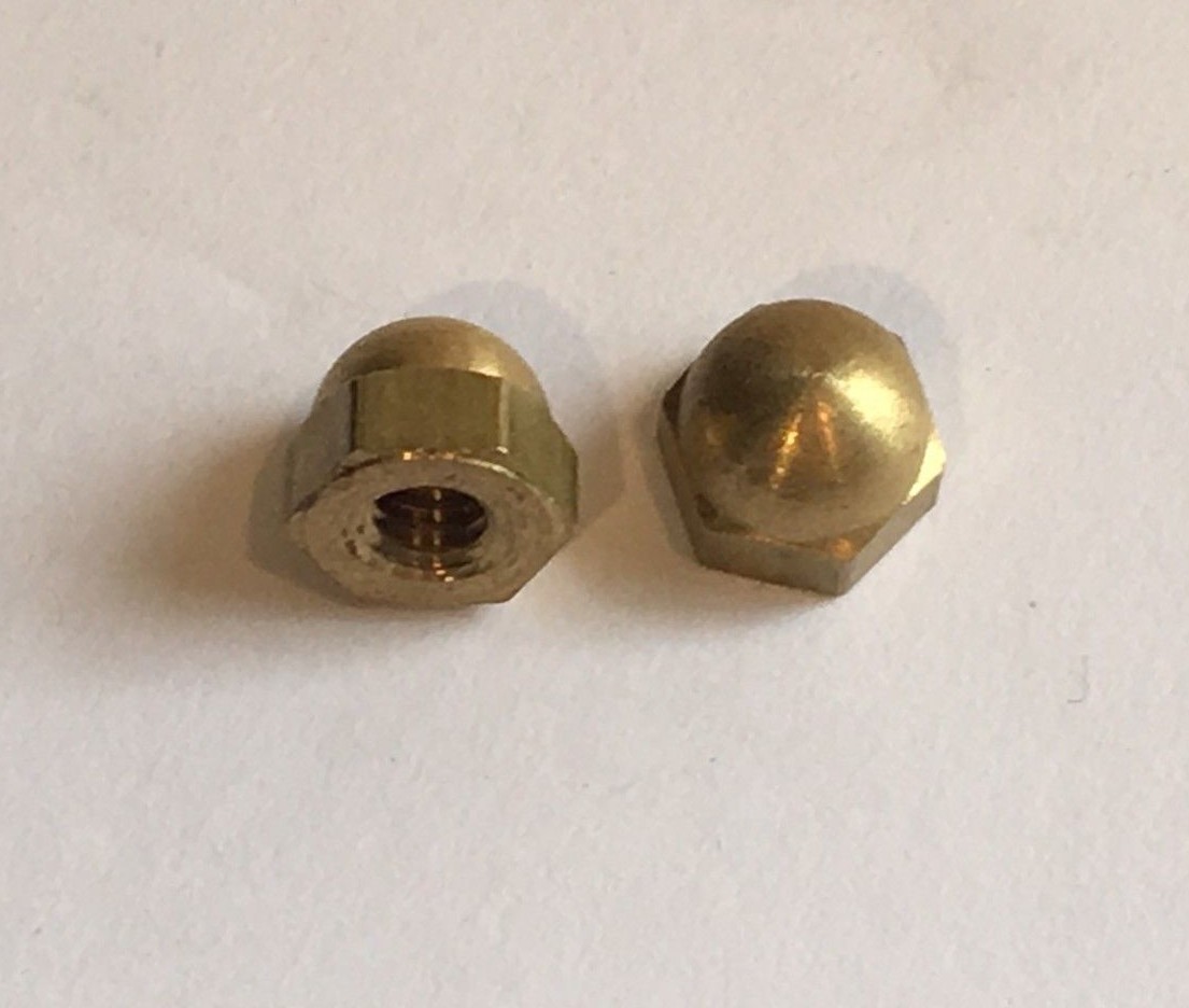 New: Lot of 2 solid Brass Hexagon Cap Nut tap #8-32 screw hole lamp ...