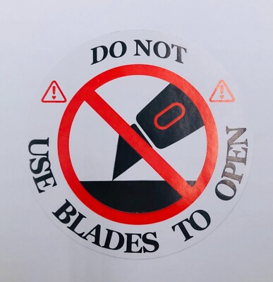 10 Do Not Use Blades To Open 3" Stickers Packaging Box Safety Mailing ...