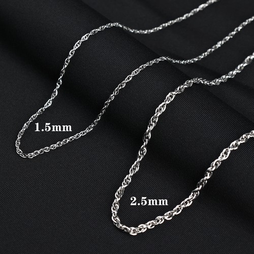 Men Women Stainless Steel Rope Chain Silver Necklace Valentine's Day ...