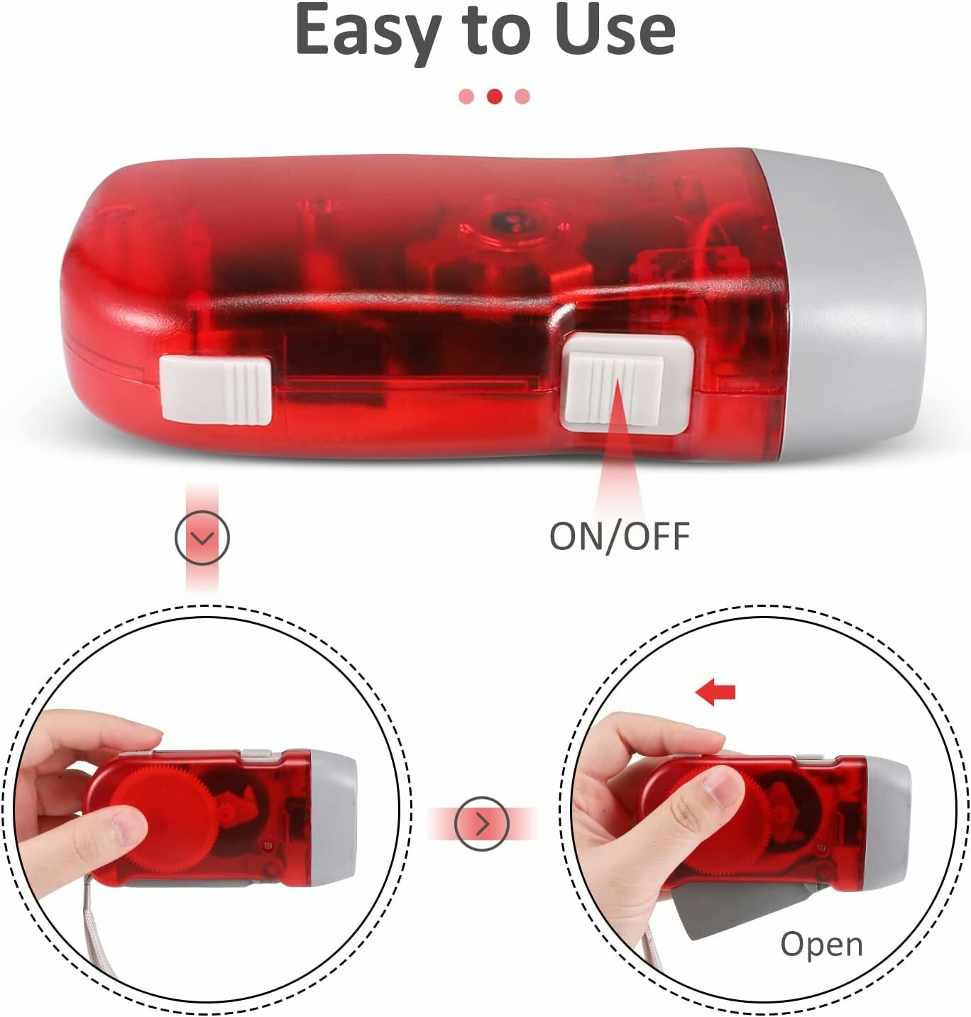 3 LED Wind Up Flashlight Torch Lights Dynamo Crank Hand Press Camping ...