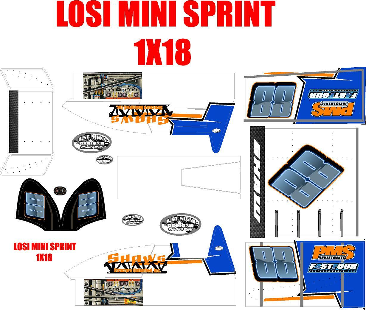 losi mini sprint, slider 1/18 wrap kit decal sticker KOEN SHAW | eBay