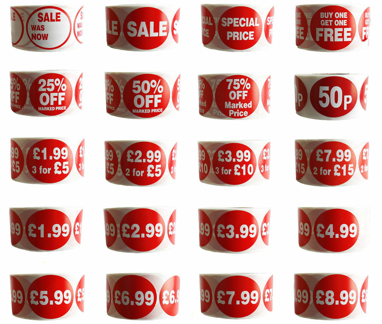 500x RED Sign SELF Adhesive Stickers Sticky Labels Swing Labels for ...