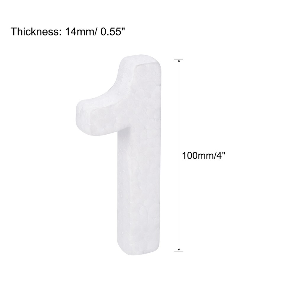 Foam Numbers 1 Numeral EPS White Polystyrene Number 100mm/4 Inch | eBay