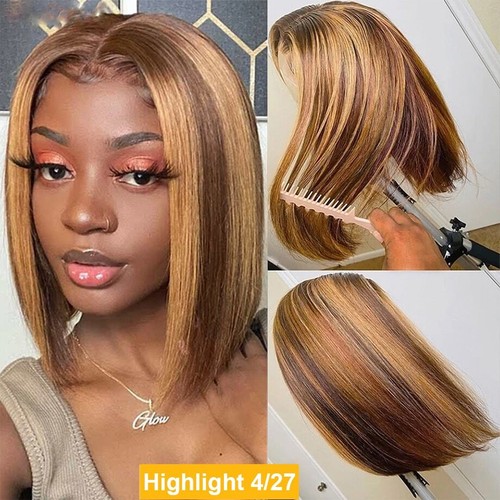 Blonde Wig Bone Straight Highlight Lace Frontal Wig Lace Closure Human ...