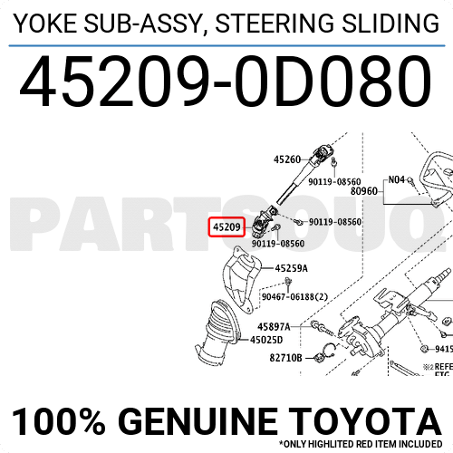 45209-0D080 Toyota Yoke sub-assy steering sliding 452090D080 Genuine ...