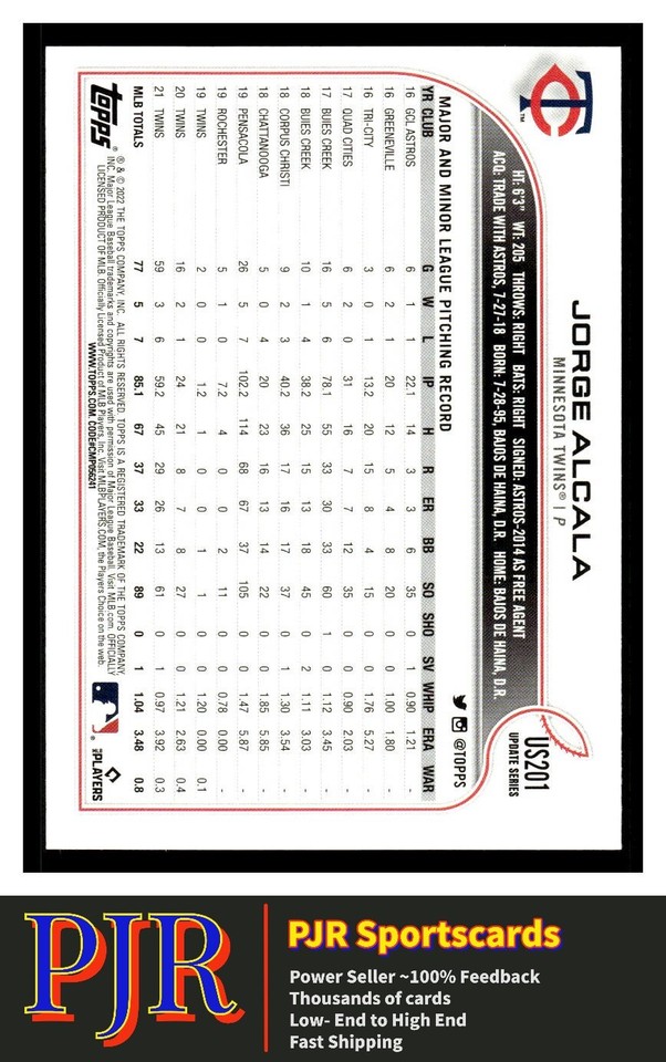 2022 Topps Update #US201 Jorge Alcala Minnesota Twins | eBay