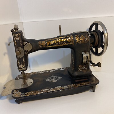 Vintage White Rotary Sewing Machine Model #88. 813. Needle Moves! | eBay
