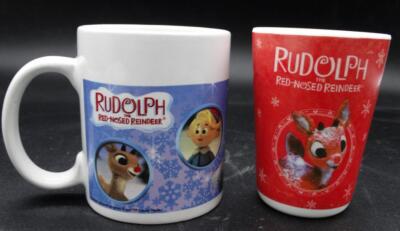 Rudolph the Red Nosed Reindeer Coffee MUG 2006 SHERWOOD & Plastic Cup ...