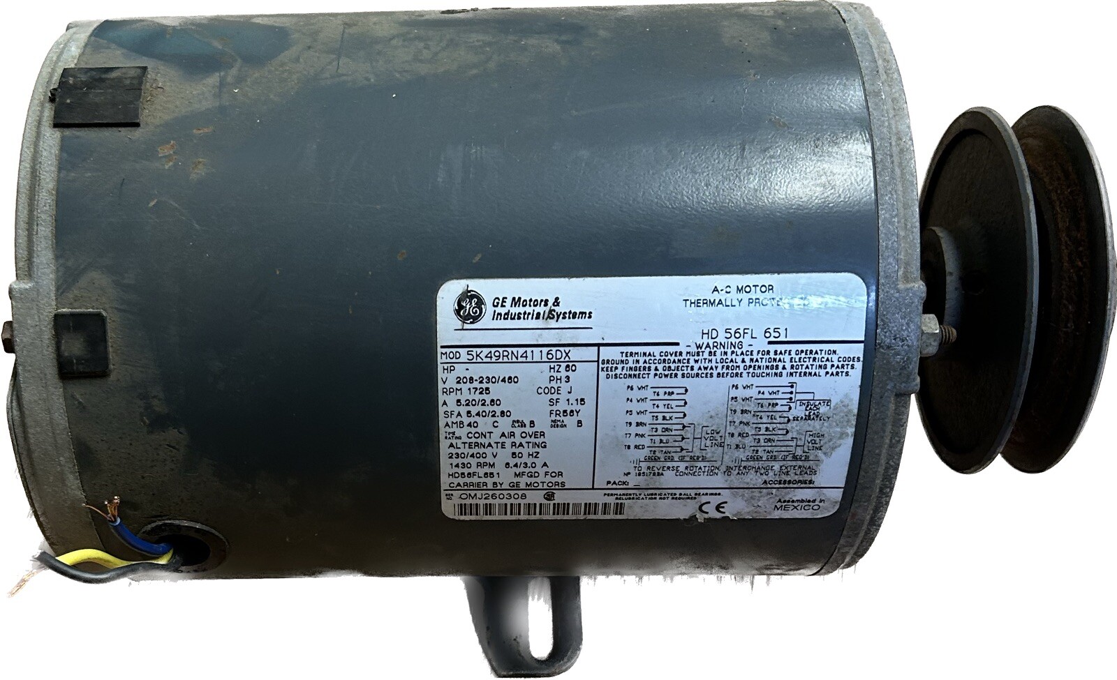 GE Motor Model# 5K49RN4116DX 208/230V - 3PH - 1725RPM - 60HZ | eBay