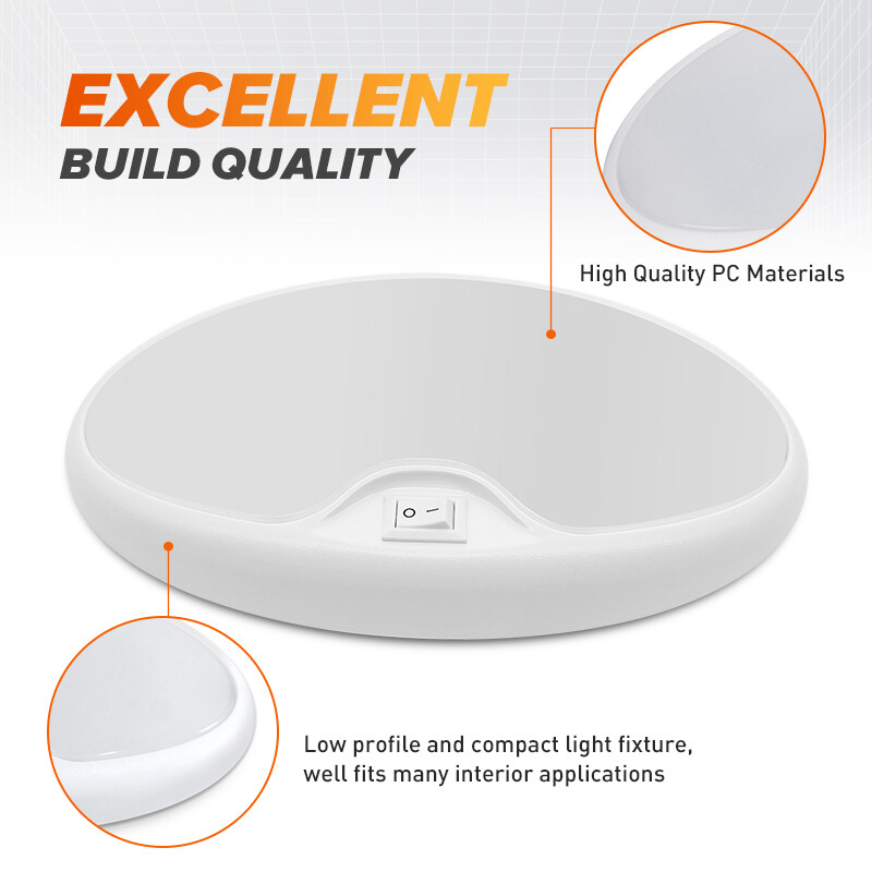 2PCS 6" 12V LED Ceiling Light Pancake Dome Lamp RV Camper Trailer Under ...