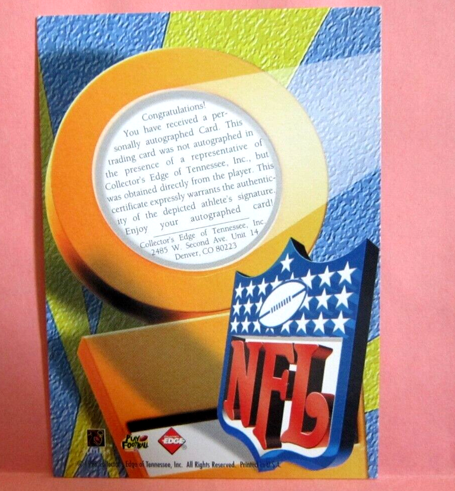 J.J. Stokes 1998 Collector's Edge Hard Autograph!49ers WR Superstar ...