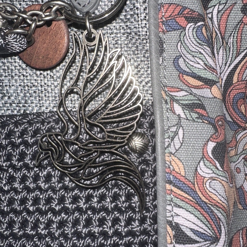 Sakroots Grey Floral Double Strap Shoulder Bag Purse Crochet & Charm ...