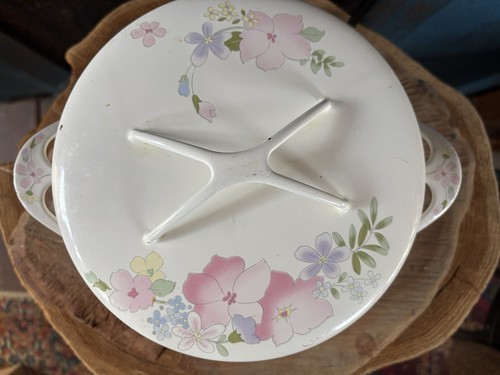 Vintage KOBE Cookware Enameled 8" Floral Metal Pot w/Lid made in Japan ...