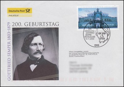 2371 Gottfried Semper - Semperoper Dresden, Schmuck-FDC Deutschland ...